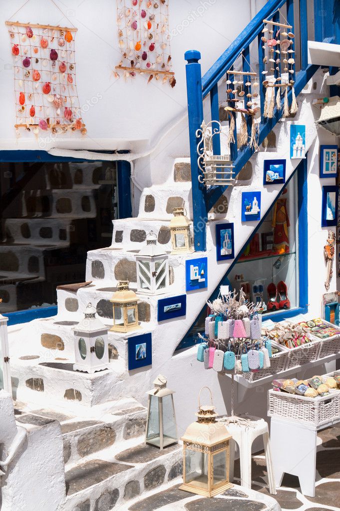 Detail image from a greek touristic shop on Mykonos island, Gree ⬇ ...
