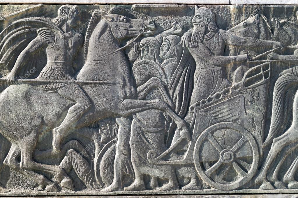 Greek ancient alike plaque at Great Alexander monument at Thessa ...