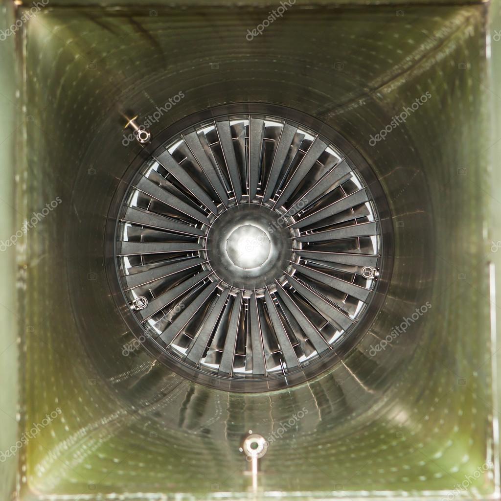 Inside of air intake tube of jet fighter engine — Stock Photo ...
