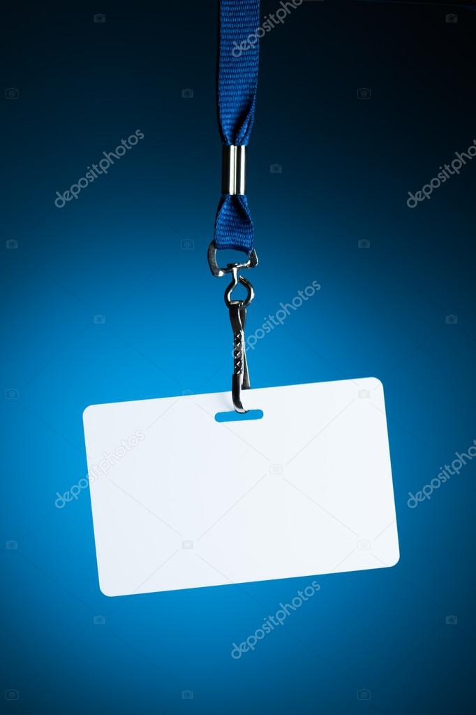 Empty white badge backdrop against blue background — Stock Photo ...