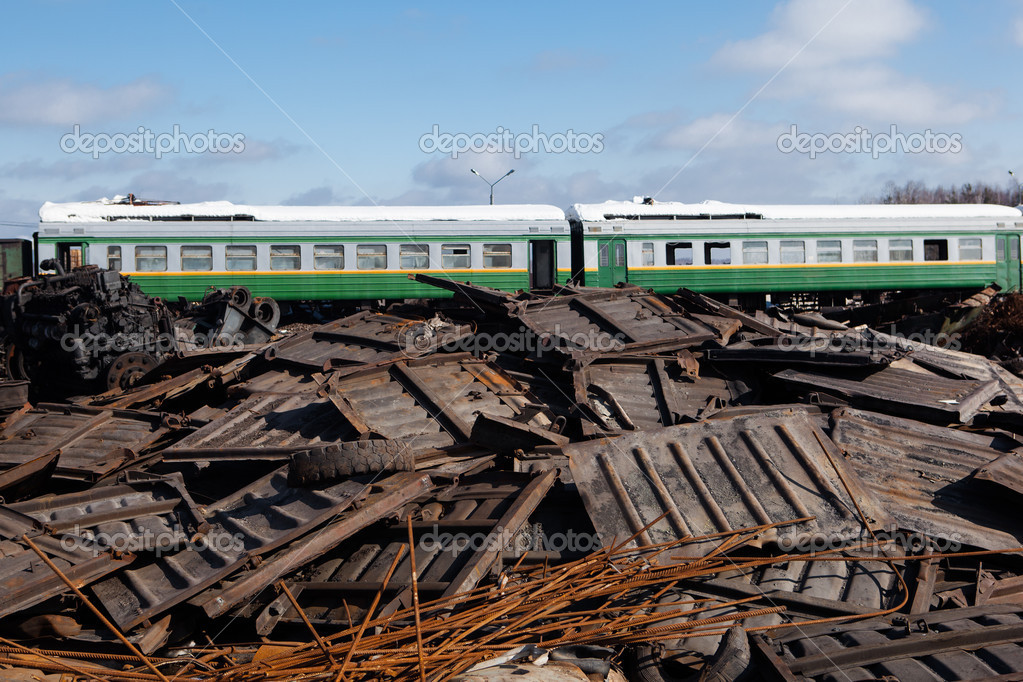 Train at the metal scrap yard Stock Photo by ©nikkytok 45386513