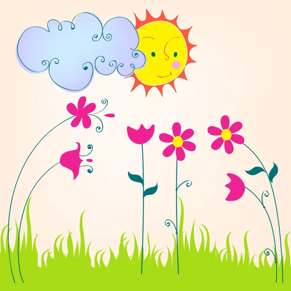 Cute spring meadow — Stock Vector © glyph_studio #10252805
