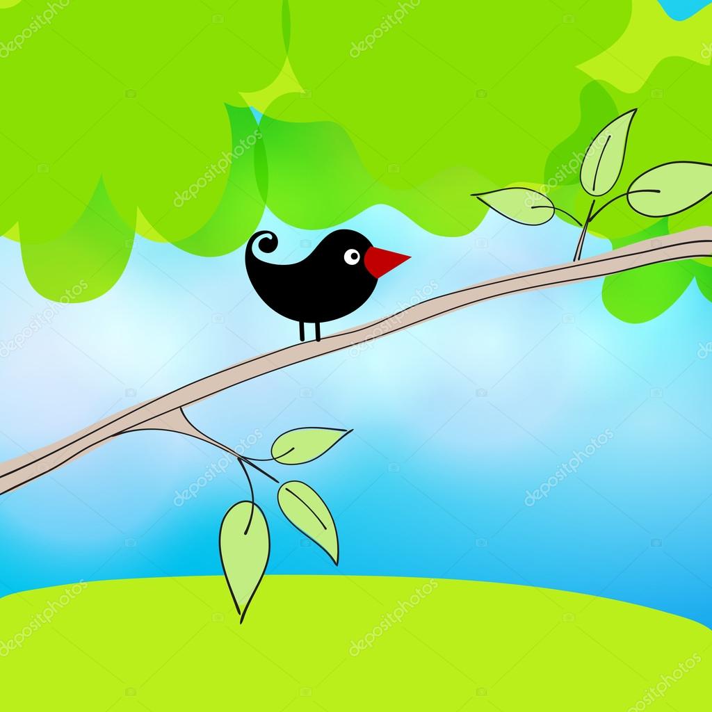 Cute spring bird illustration Stock Illustration by ©glyph_studio #25627481