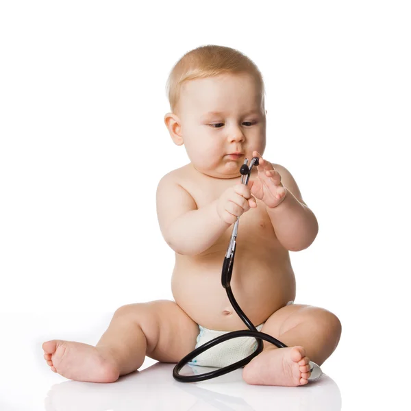 Pics: girl baby pic | Cute baby girl with stethoscope in hands — Stock ...