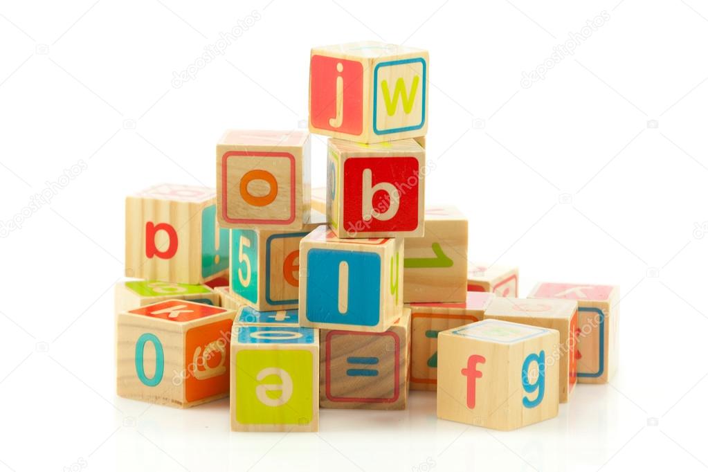Wooden toy cubes with letters. Wooden alphabet blocks. — Stock Photo ...