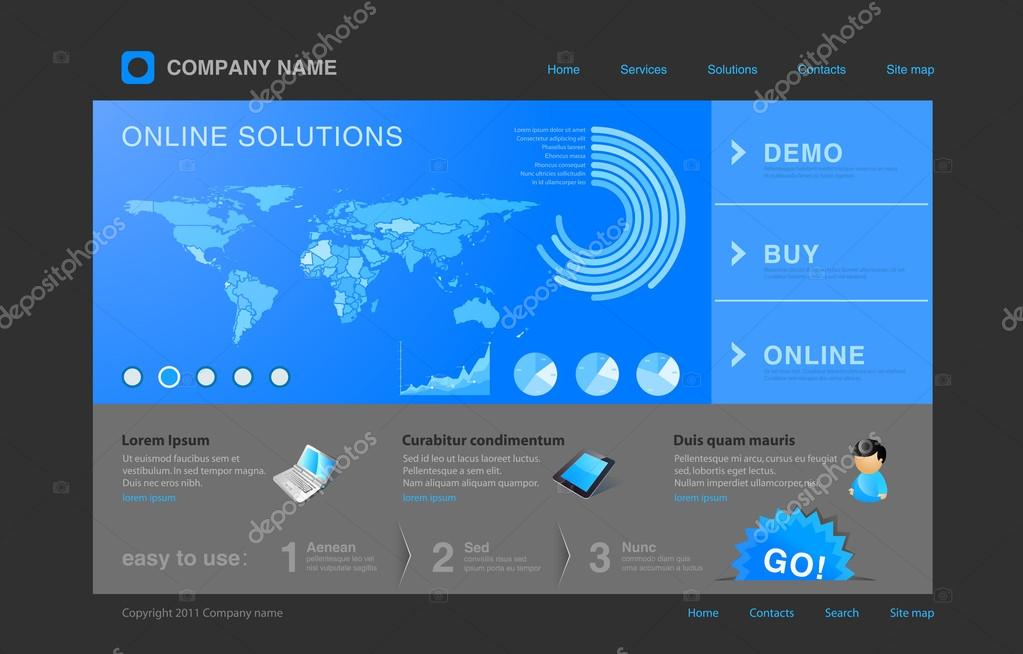 Website template with Infographics design. Webdesign trend. Editable ...