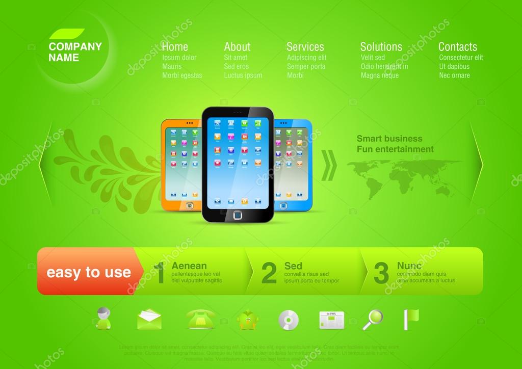 Website template: Product web promo Vector page Design. Smartphones ...