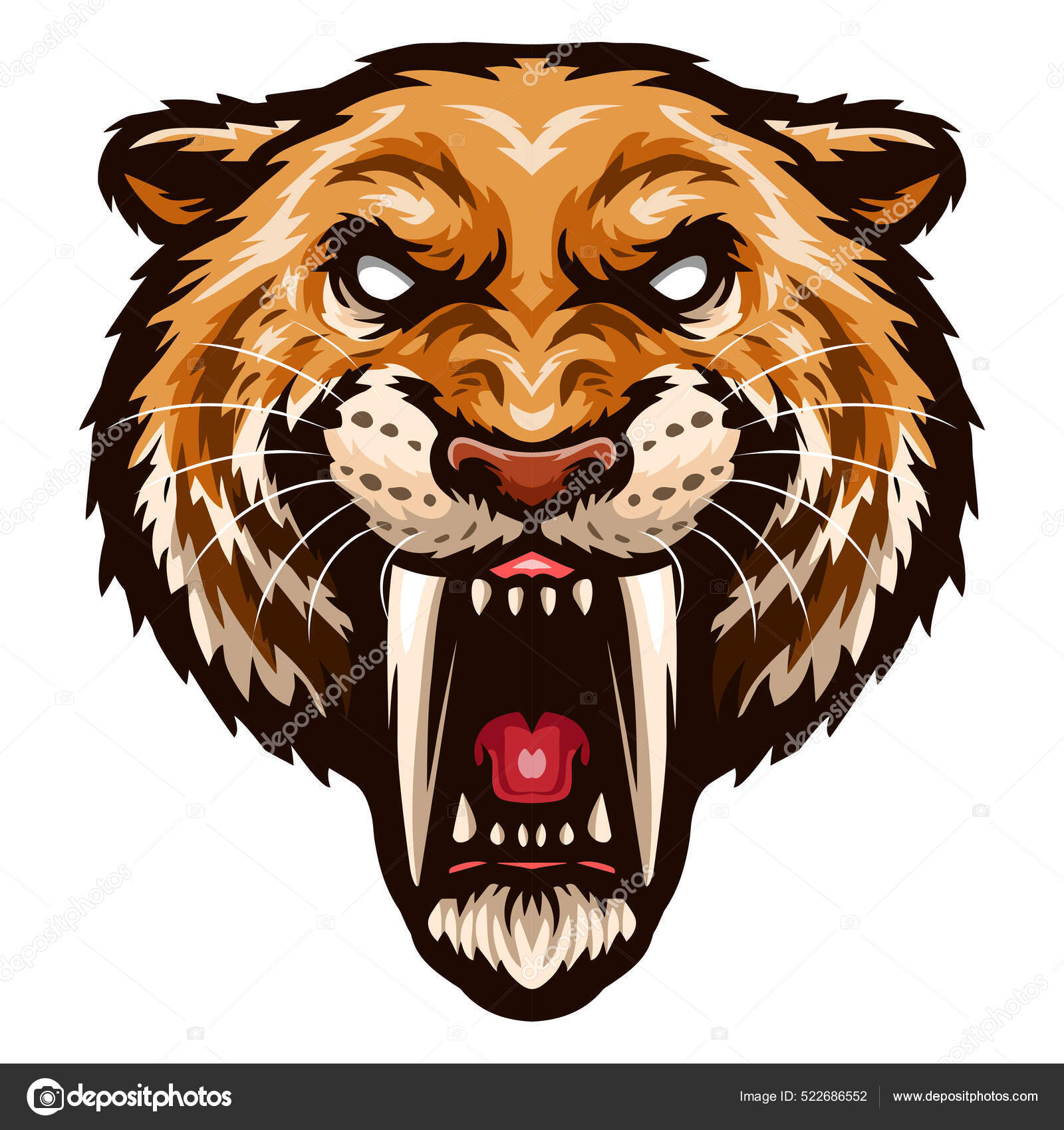 Cartoon Angry Tiger Head