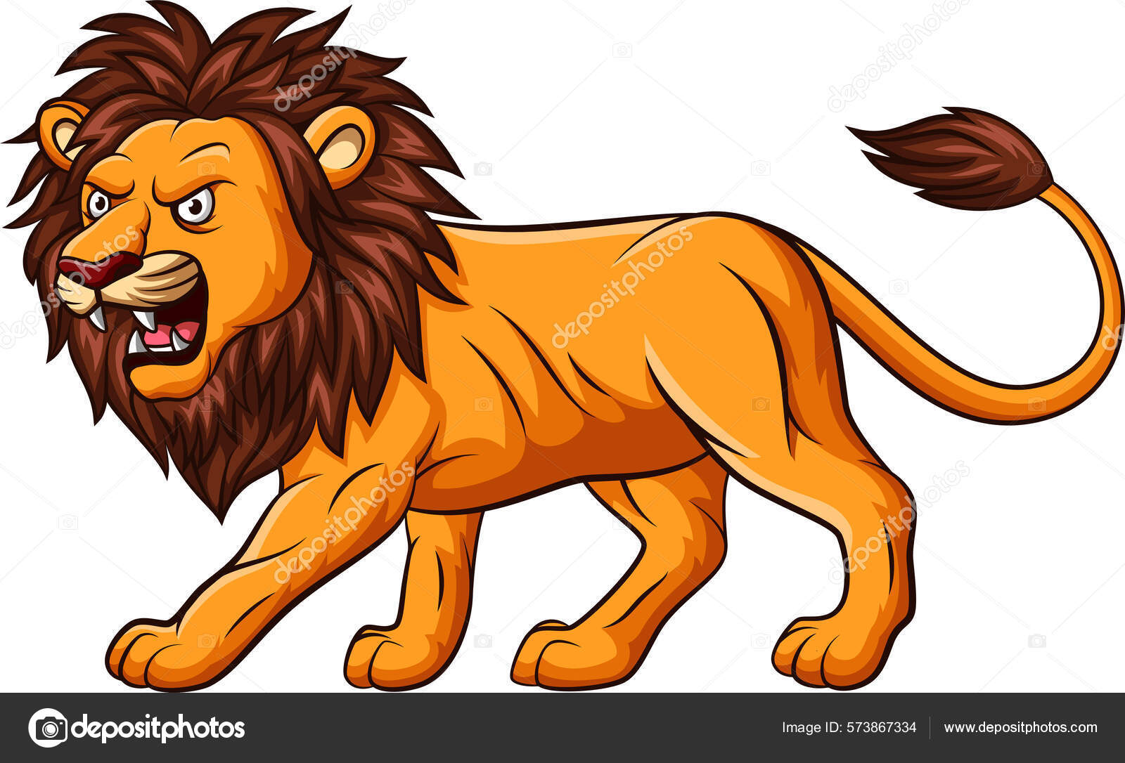 Ilustración Vectorial León Enojado Dibujos Animados Sobre Fondo Blanco ...