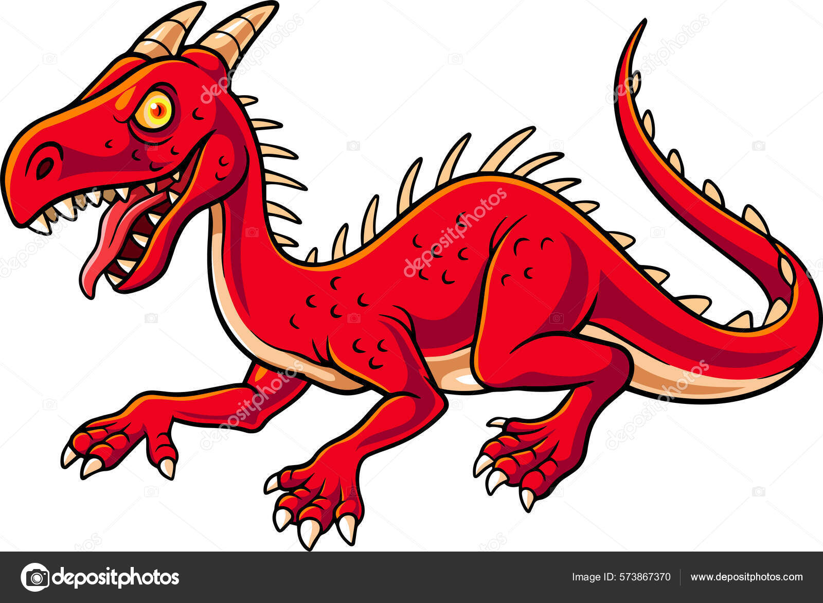 Vector Illustration Cartoon Red Dragon White Background Stock Vector ...