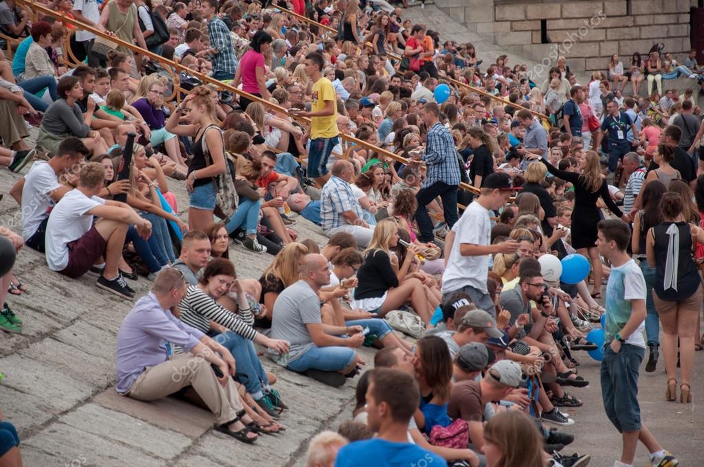 Crowded streets in Szczecin during final of The Tall Ships Races 2013 ...