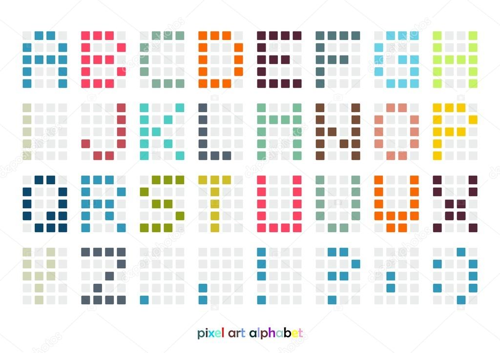 Pixel Art Alphabet Font In Pastel Colors — Stock Vector © Slunicko1977