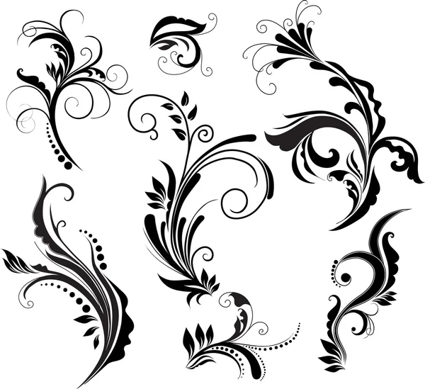 Black Floral Elements — Stock Vector © baavli #8427297