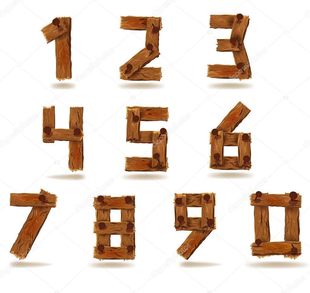 Números de madera Vector de stock #28390597 de ©Ola-Ola