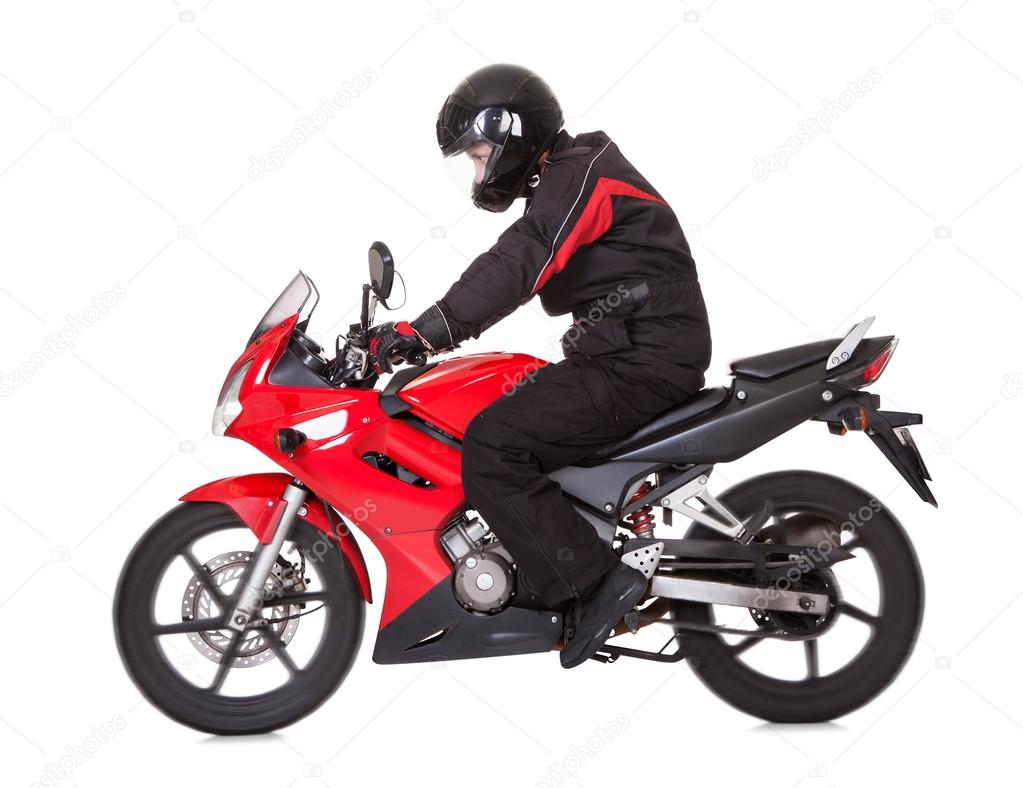 Motoqueiro motociclista moto vermelho — Fotografias de Stock ...