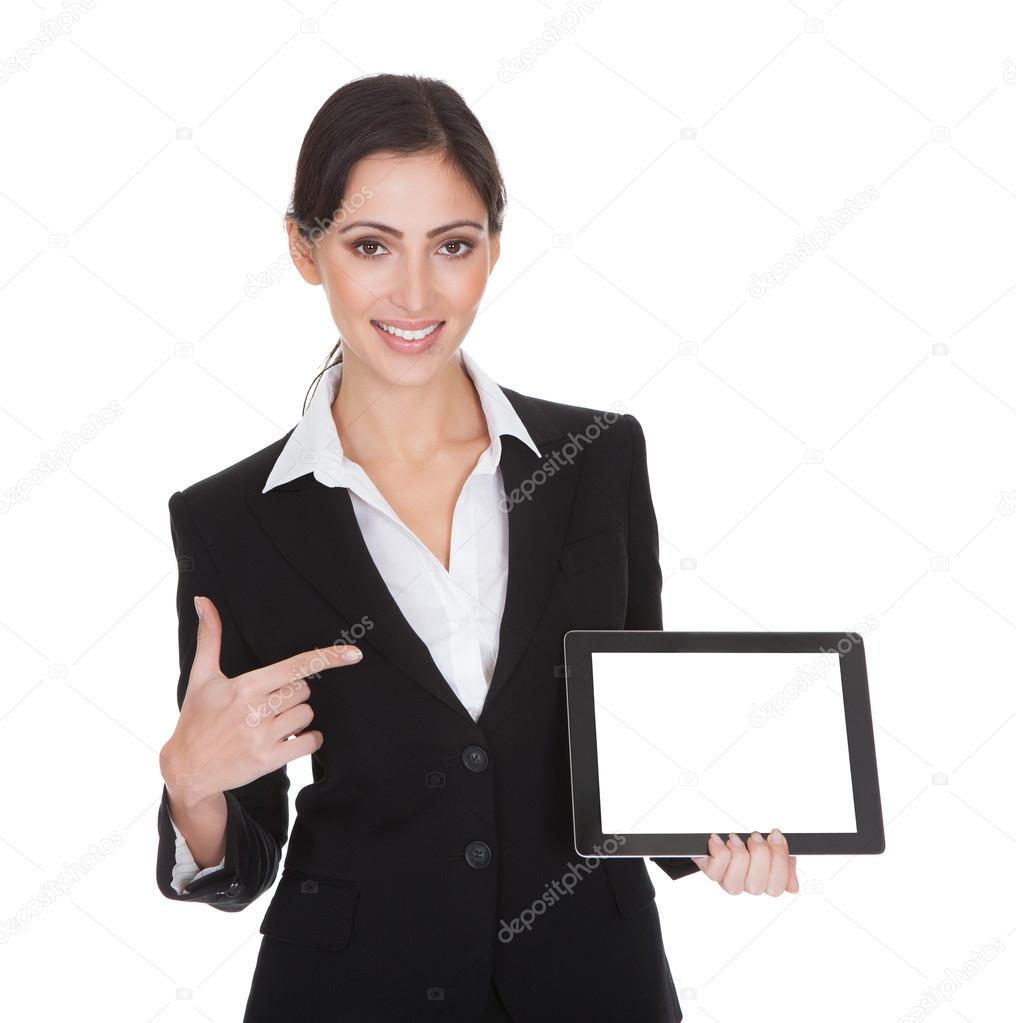 Smiling Businesswoman Holding Digital Tablet ⬇ Stock Photo, Image by ... Smiling Businesswoman Holding Digital Tablet ⬇ Stock Photo, Image by ...
