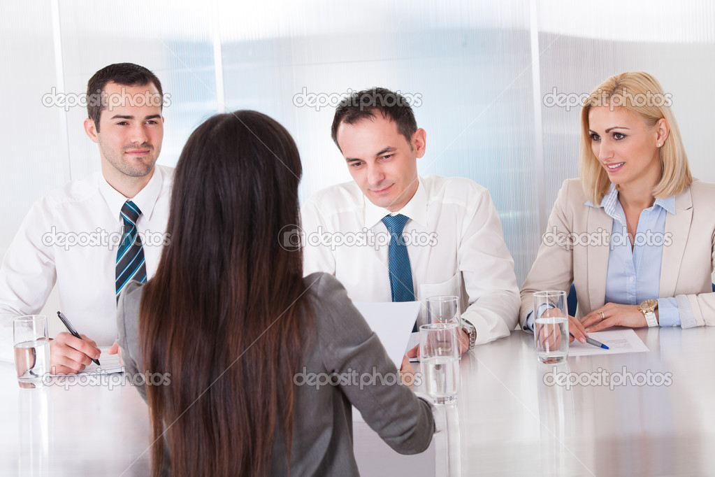 Business Woman Speaking At Interview — Stock Photo © AndreyPopov #27055311