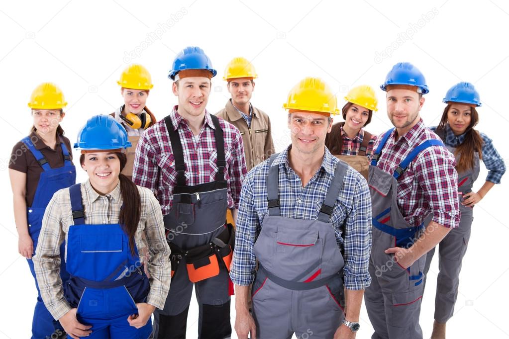 Confident diverse team of workmen and women — Stock Photo © AndreyPopov ...