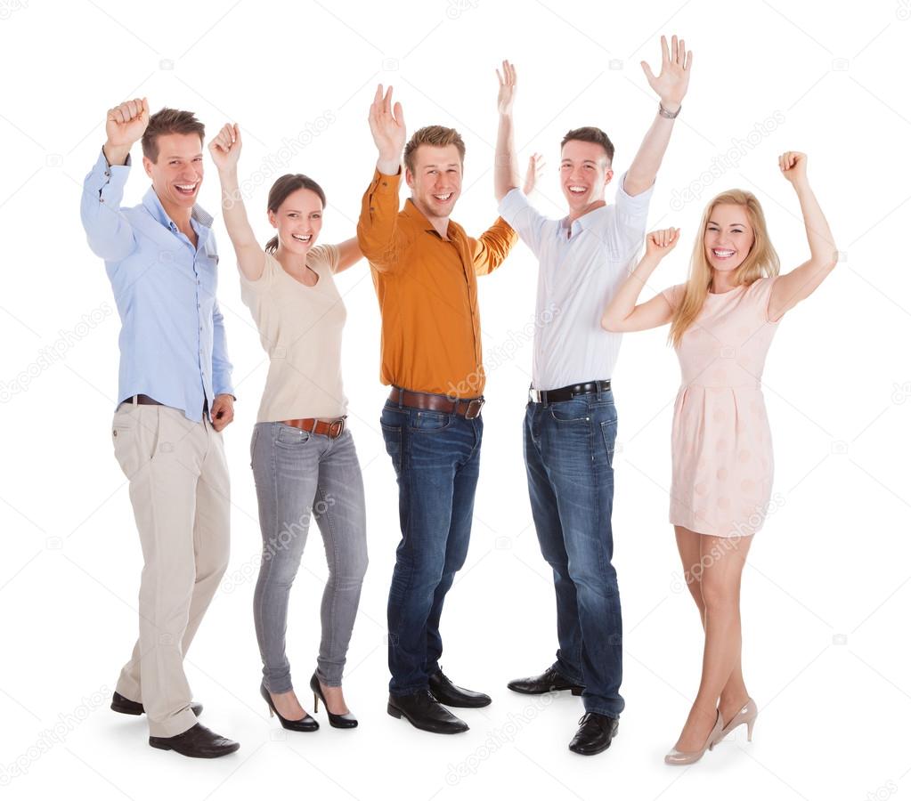 Excited Friends Jumping Stock Photo by ©AndreyPopov 49940359