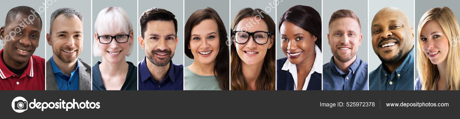Group People Photo Collage Different Faces Headshots — Stock Photo ...