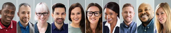 Group Of People Photo Collage. Different Faces Headshots - Stock Image ...