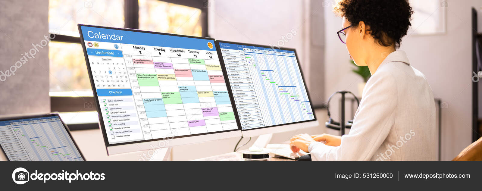 Tech Schedule List Computer Screen Gantt Calendar — Stock Photo ...