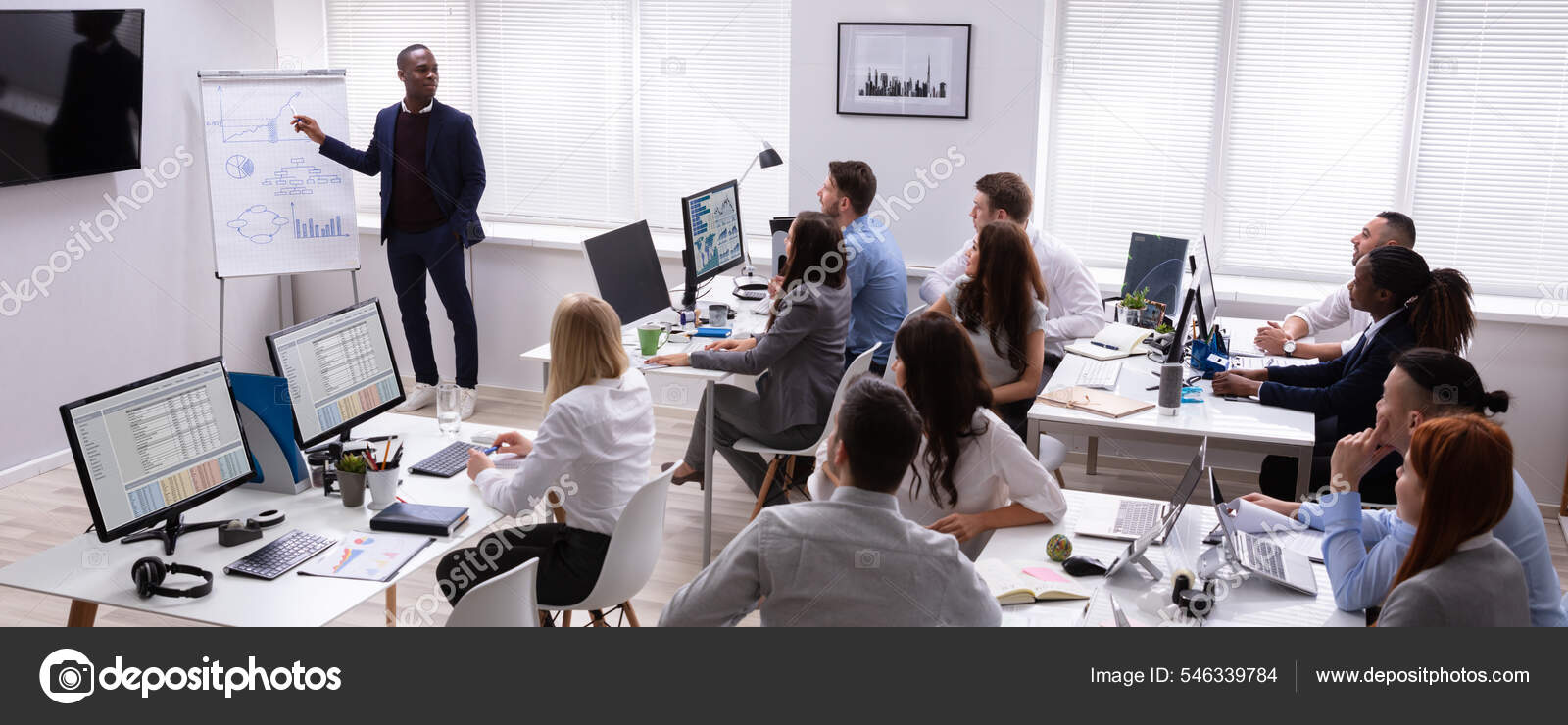 Corporate Training Presentation Classroom Computers Stock Photo by ...