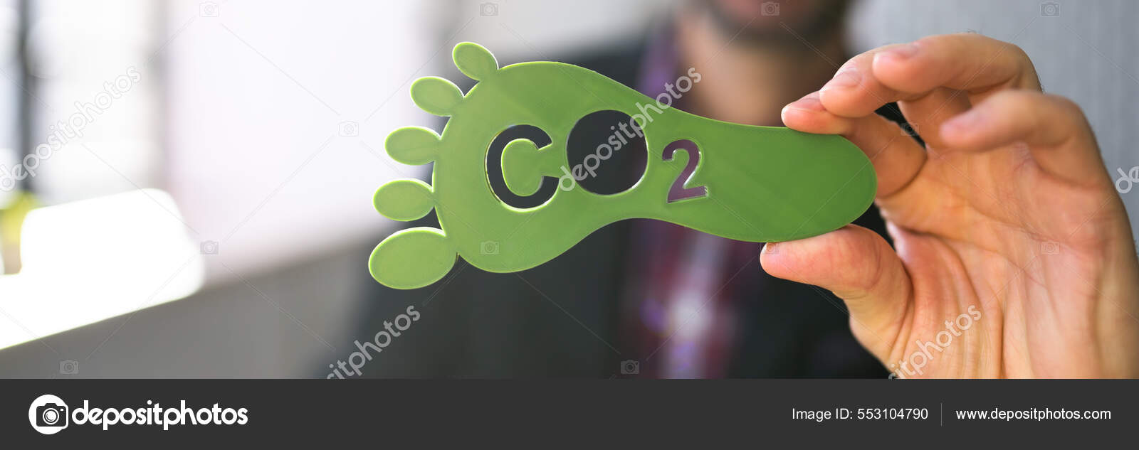 Carbon Dioxide Footprint Sign Co2 Reduction Green Environment — Stock ...