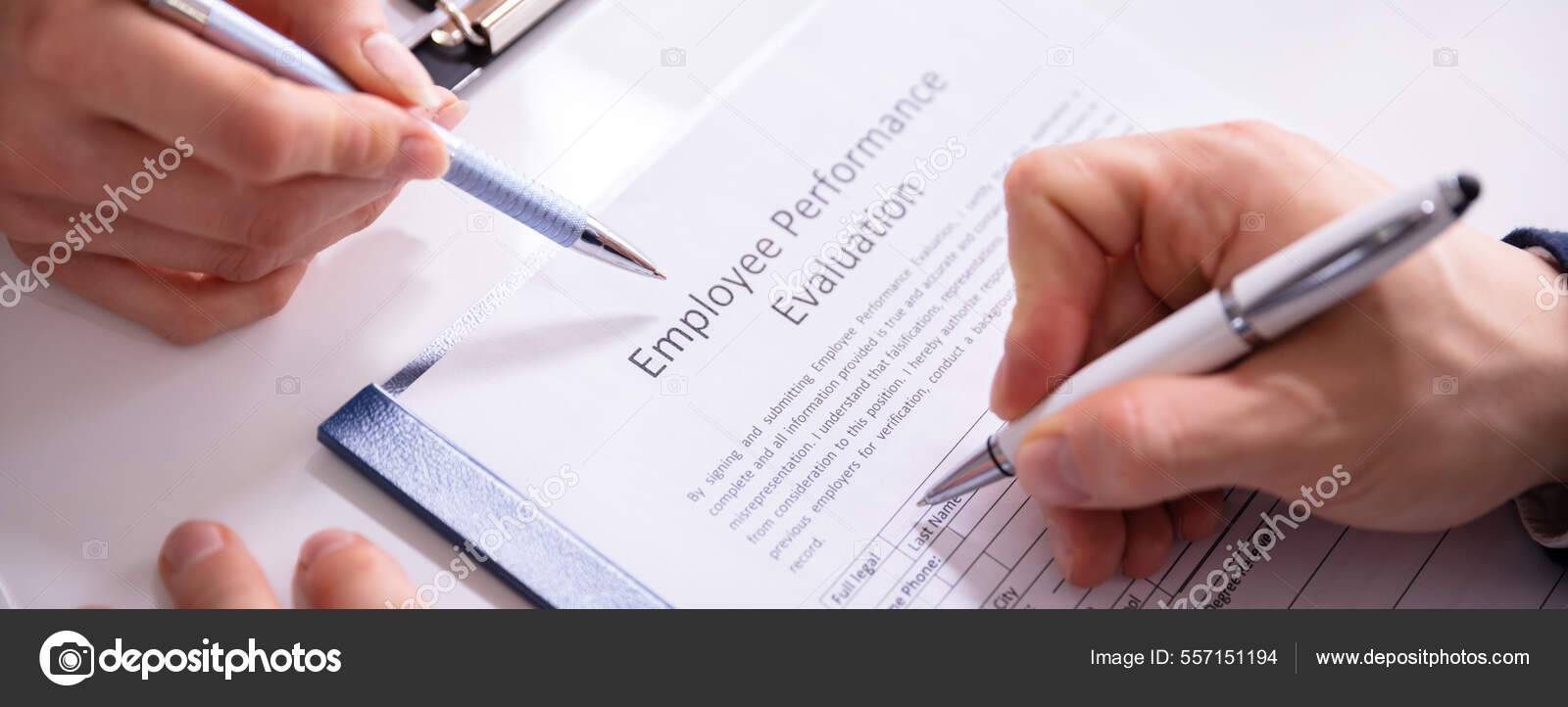 Close Person Filling Performance Evaluation Form Employee Desk — Stock ...