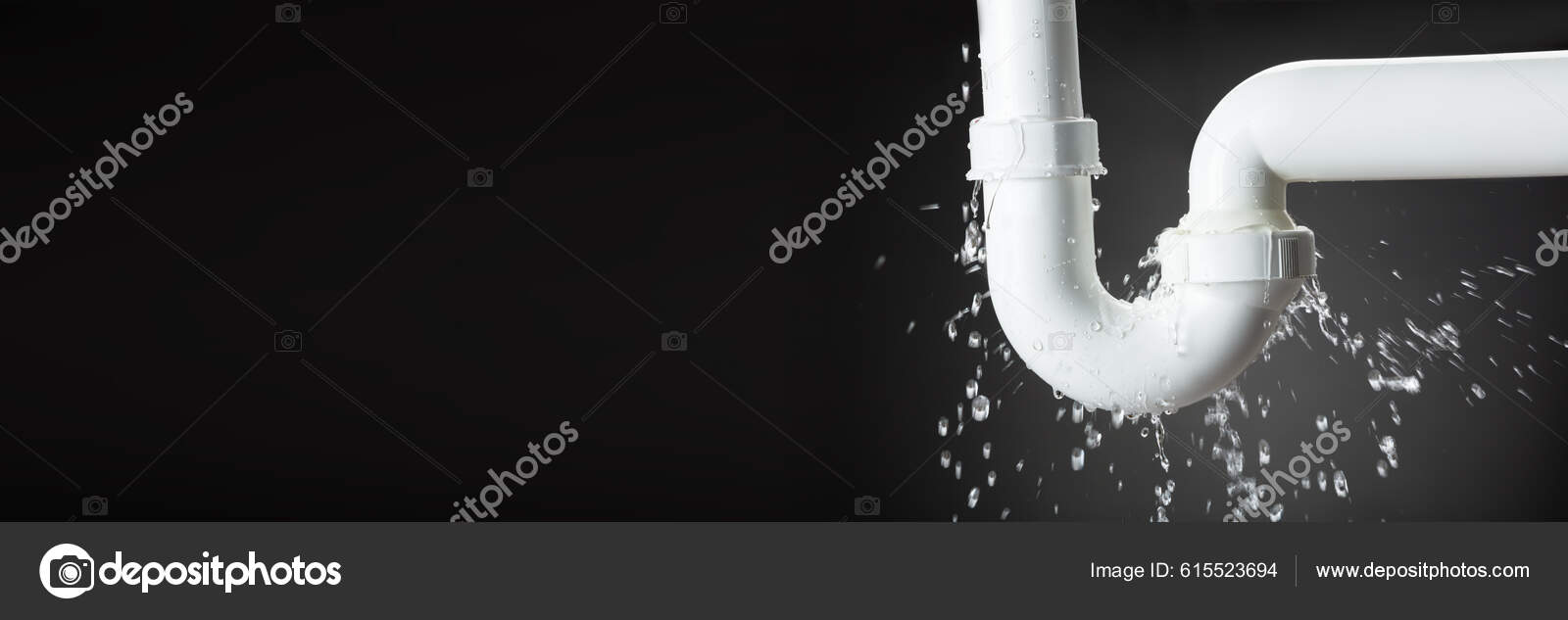 Water Pipe Leak Home Leaking Damage — Stock Photo © AndreyPopov #615523694