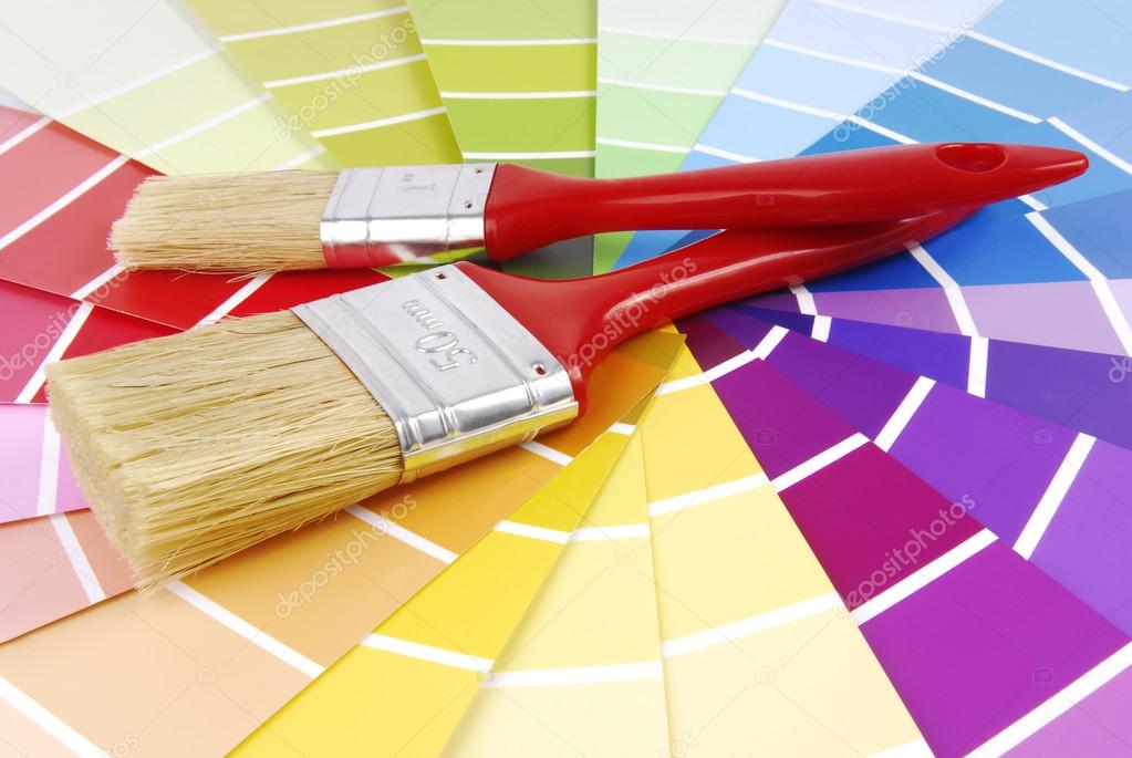 Color guide sampler and paint brush — Stock Photo © severija #33913553