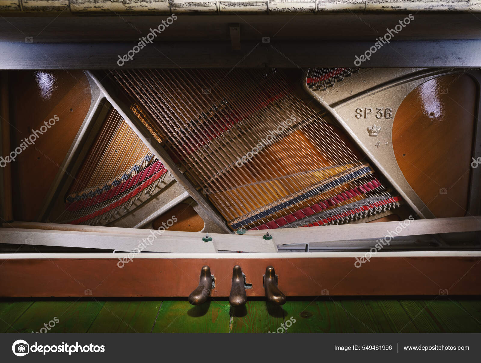 Details Open Upright Piano Strings Structure Closeup View Stock Photo ...