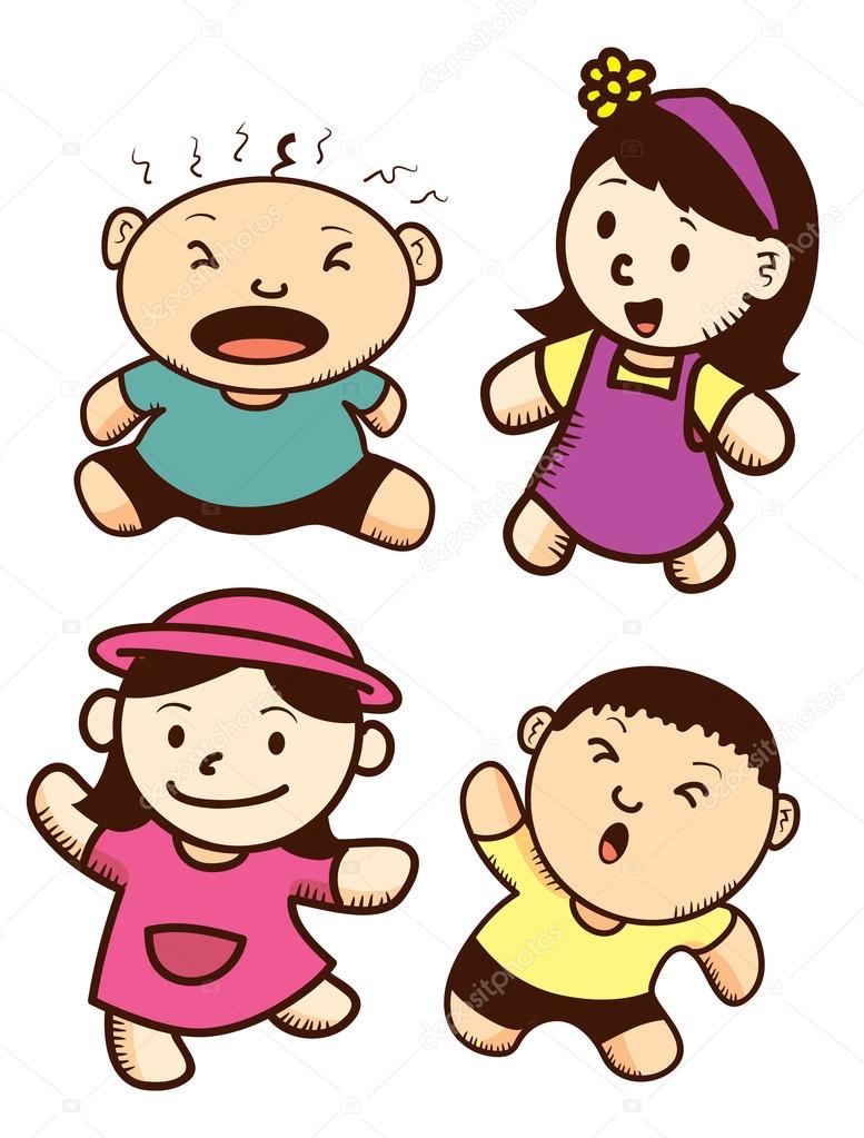 귀여운 아이 들 식 만화 세트 스톡 벡터 - ©mhatzapa 38229721