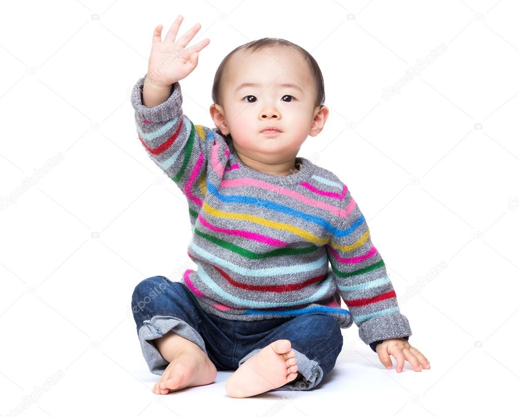 Asian baby boy waving his hand — Stock Photo © leungchopan #43368277