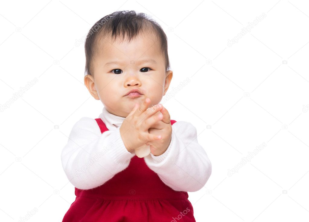 Asian baby girl clapping hands — Stock Photo © leungchopan #45136709