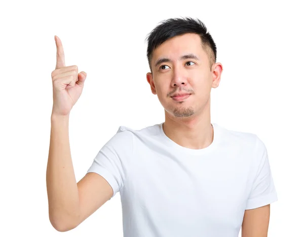 Young Guy Pointing Up Stock Photo Pikselstock 27026953