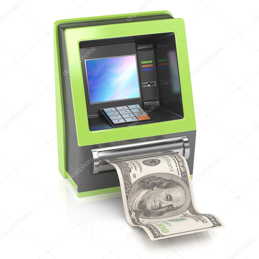 Cash machine with dollar bill — Stock Photo © AleksVF #22328833