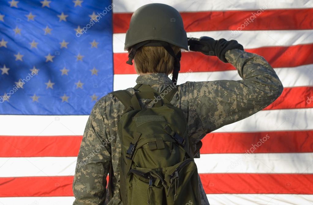 Army Soldier Salute Flag