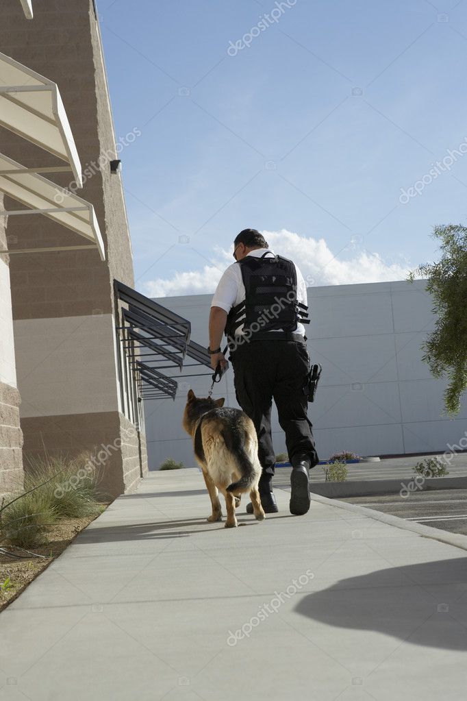 Guardia de seguridad con perro en patrulla: fotografía de stock ...
