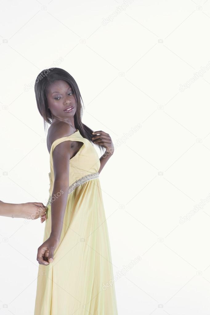 Female Model Standing With Artist Hand Assisting Stock Photo by ...