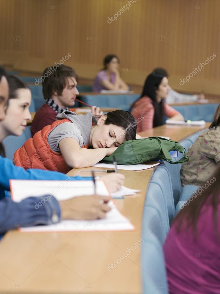 College Students In Class Sleeping