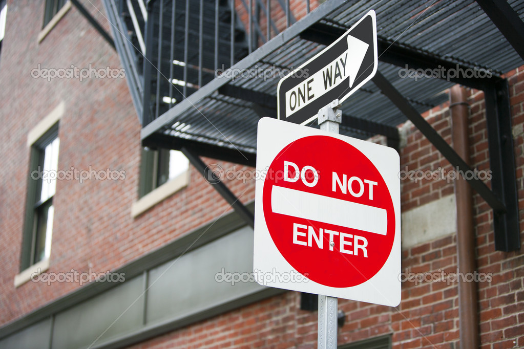 Do Not Enter and One Way sign — Stock Photo © londondeposit #34005063
