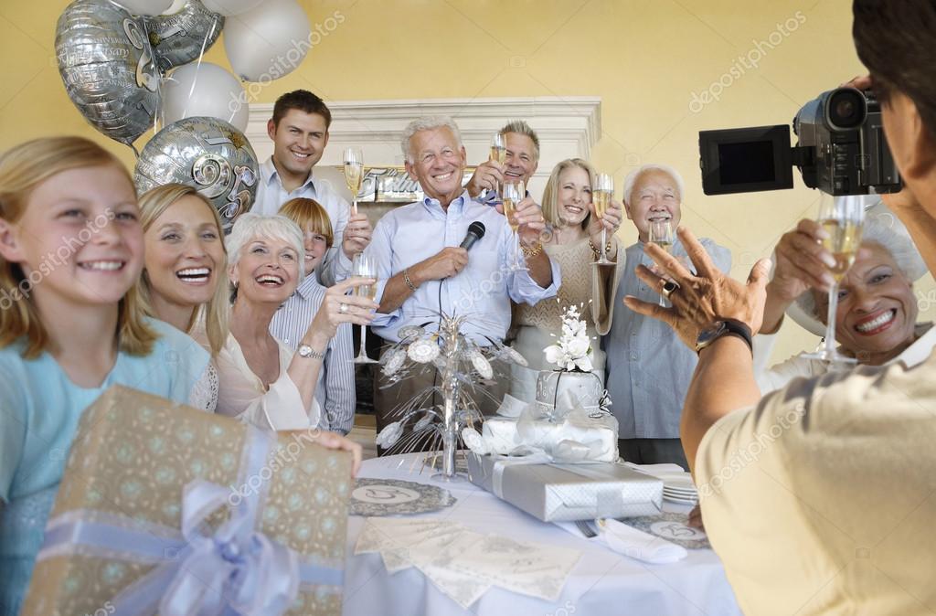 Senior man celebrating start of retirement — Stock Photo ... Senior man celebrating start of retirement — Stock Photo ...