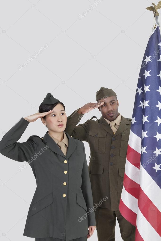 Multi-ethnic military officers saluting — Stock Photo © londondeposit ...