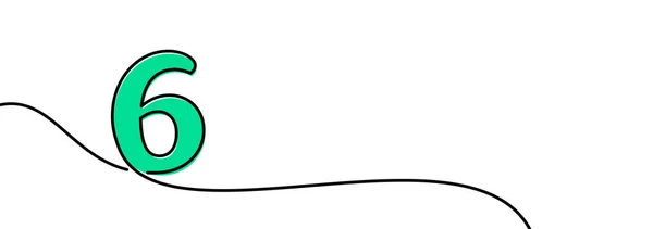 Una sola línea dibujada verde seis 6 número. Contorno continuo de la ...