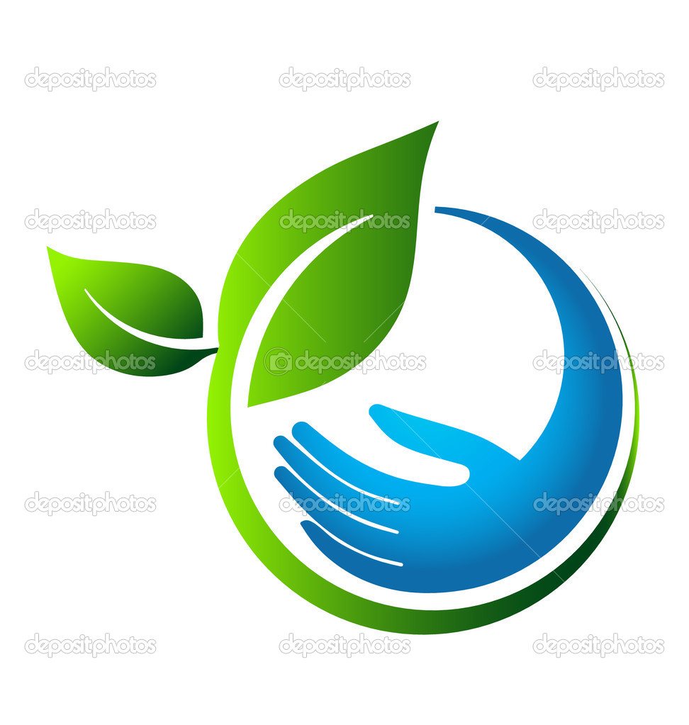 Green leaves eco hand — Stock Vector © deskcube #23764231