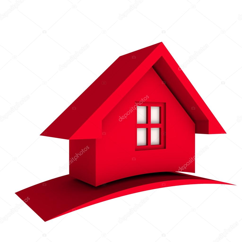 3D Red House with window Stock Photo by ©deskcube 35993789