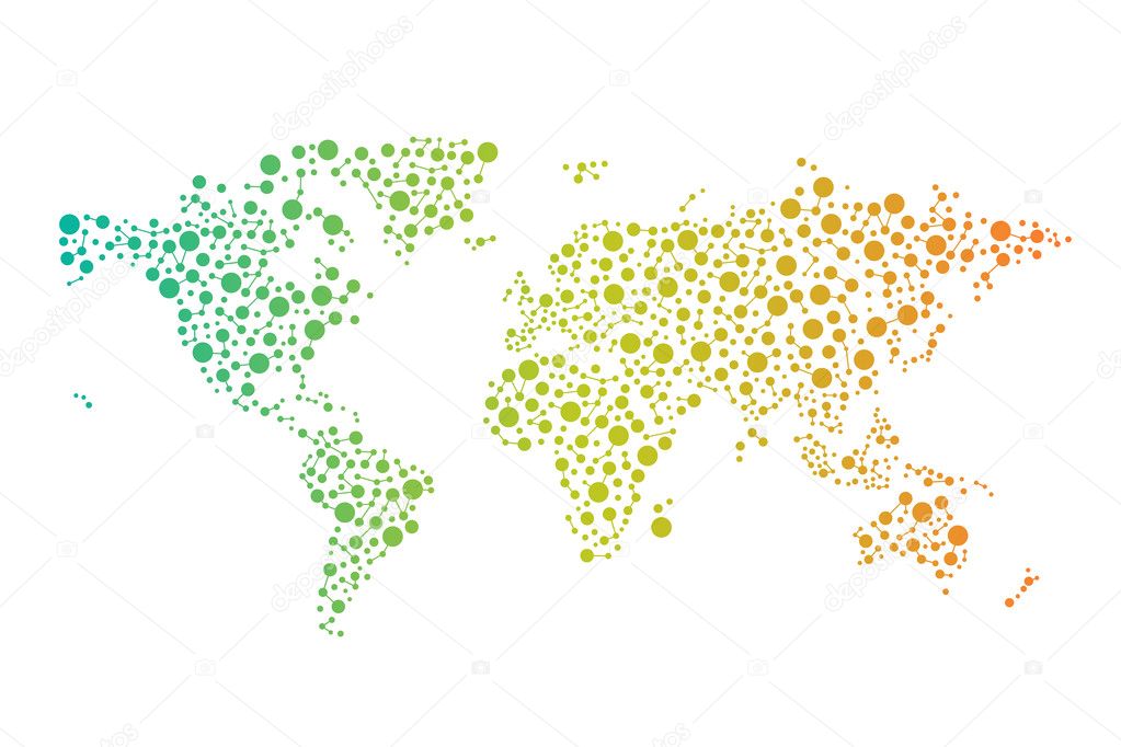 Abstract World connections map with circles, lines and color gradients ... Abstract World connections map with circles, lines and color gradients ...
