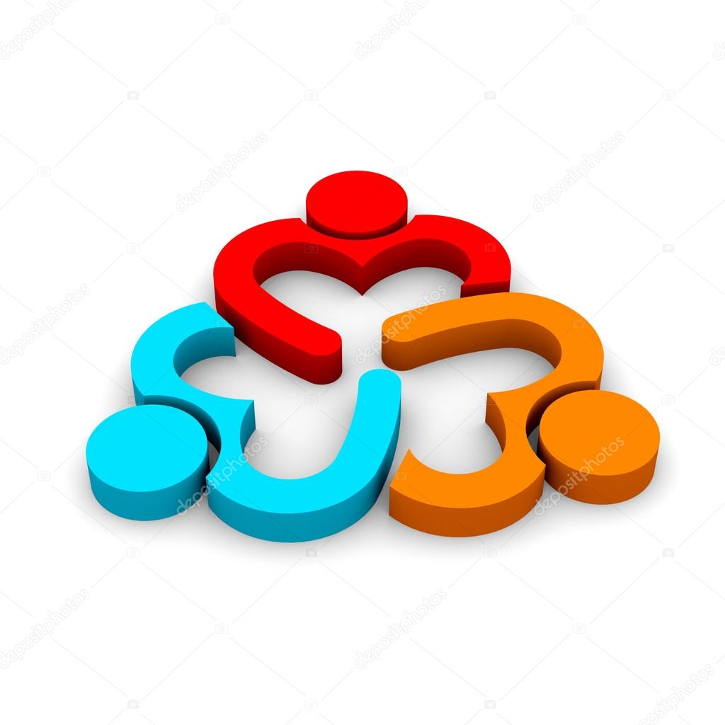 Teamwork Heart People - Group of 3 persons — Stock Photo © deskcube ...