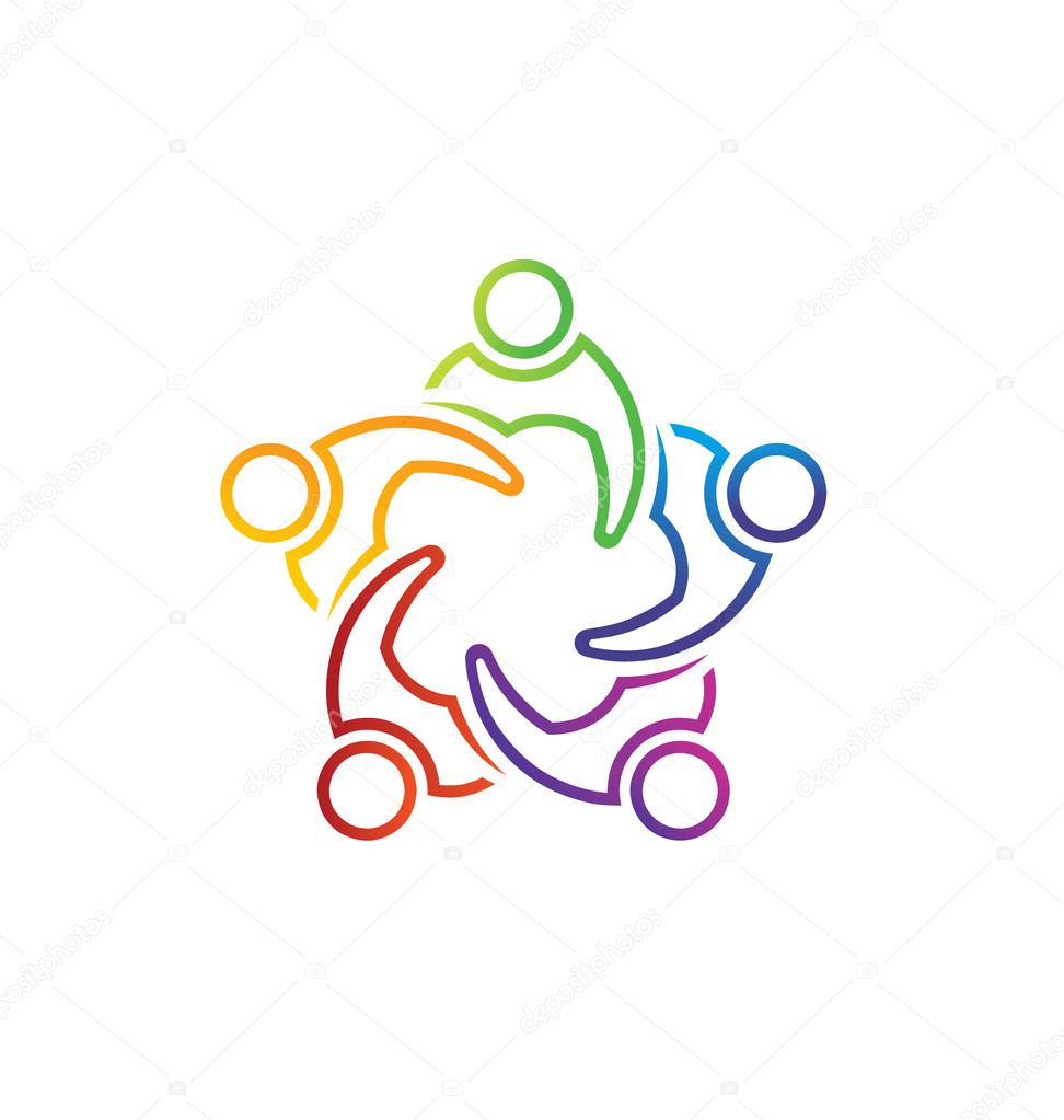 Teamwork Meeting 5 lineal logo Stock Vector Image by ©deskcube #50006445